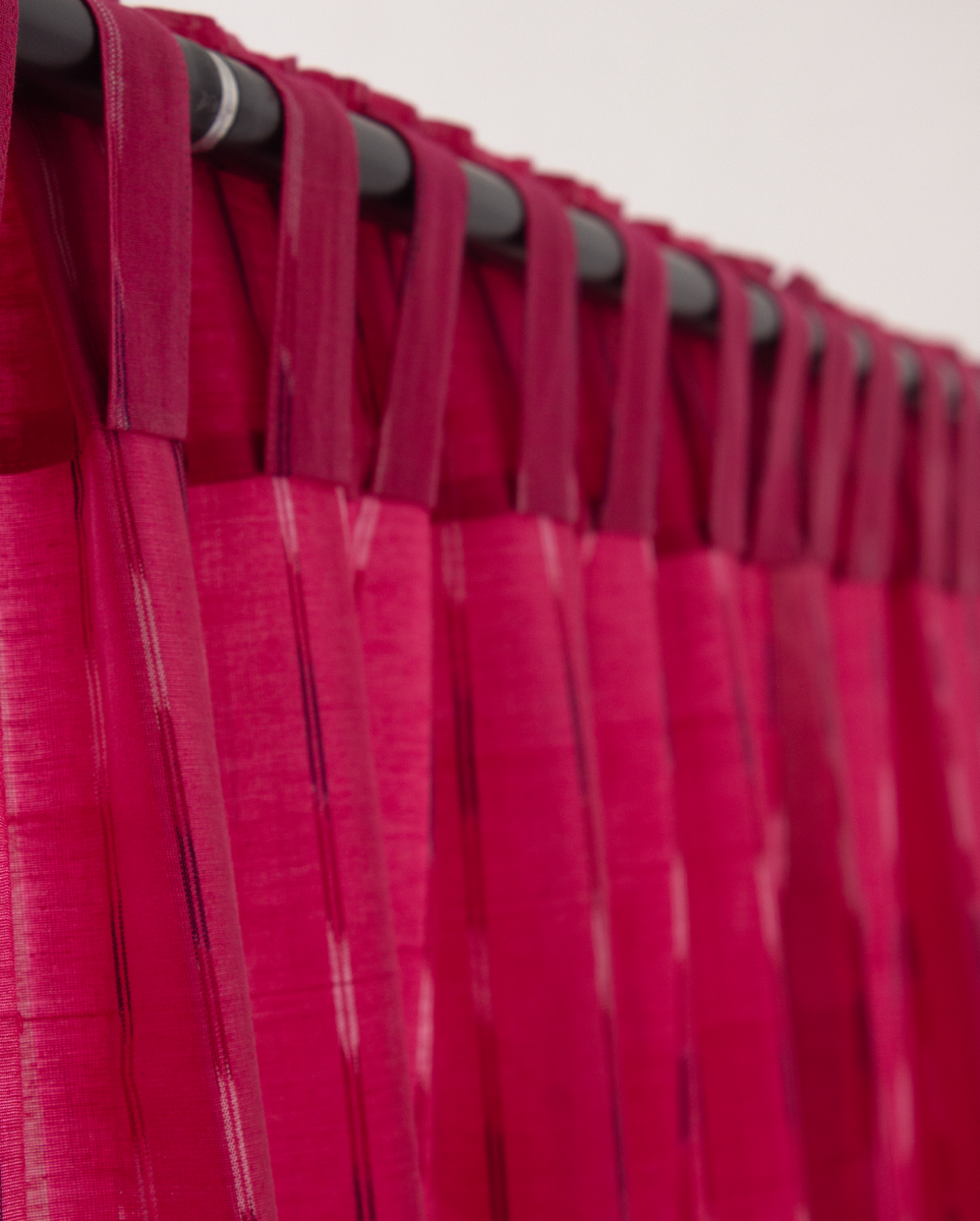 Ikat Cotton Handloom Curtain - Pink - Single Piece - 6X3 Feet