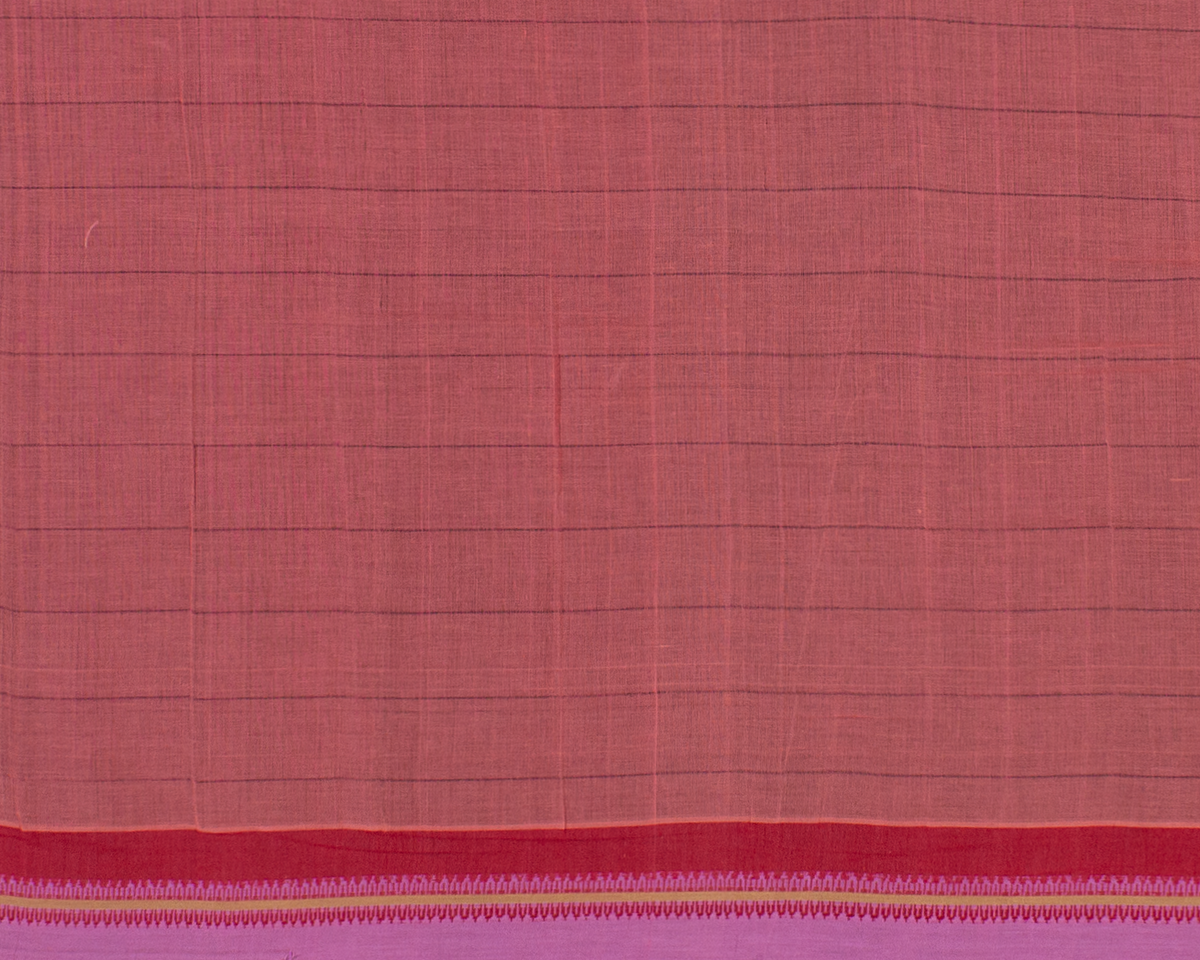 Turned Weft-Circuit Dobby Cotton Handloom Saree- Pink