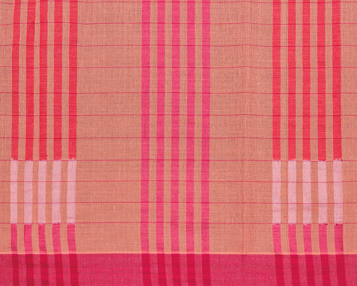 Beams 3 Shuttle Cotton Handloom Saree - Pink