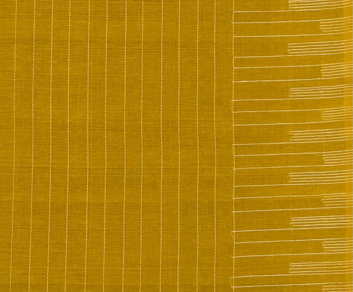 Turned weft Plain Cotton Handloom Fabric - Haldi