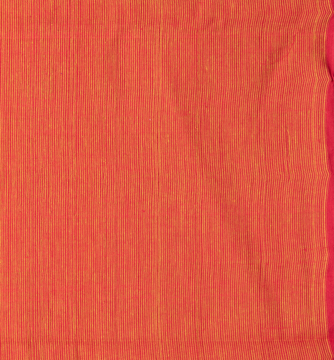 Pinstripe Cotton and Handspun Handloom Fabric - Bright Orange