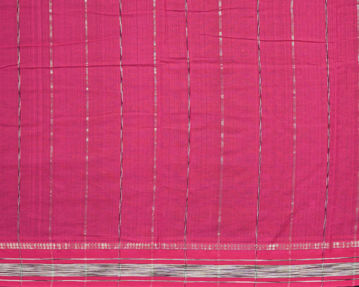 Narayanpet Chess Board Dobby Cotton Handloom Saree - Pink