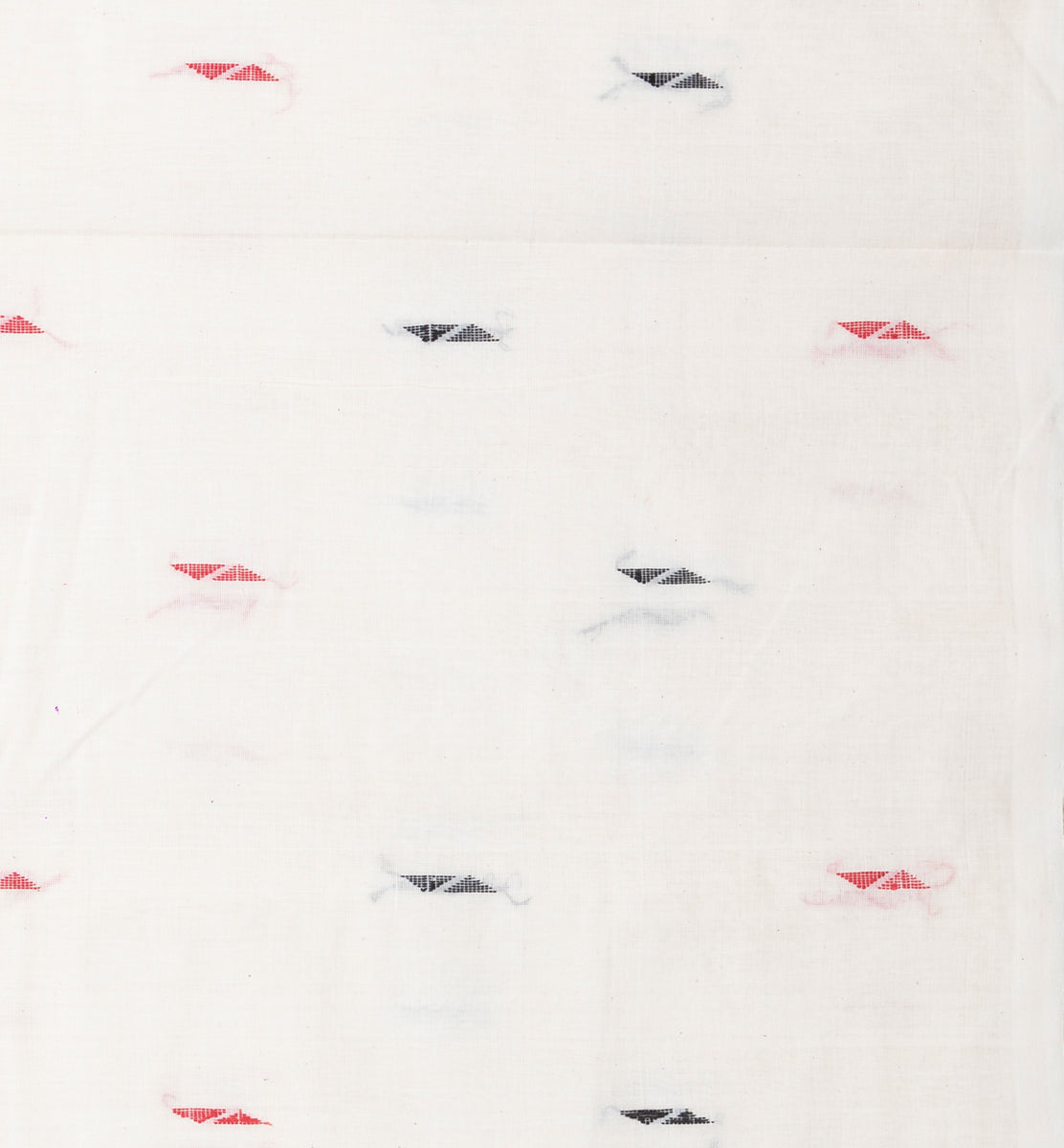 Tri Duet Buta Cotton Handloom Fabric - White